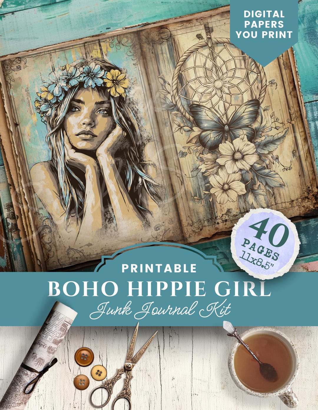 Bohemian Goddess Junk/art Journal, Boho Hippie Journals & Vintage Gypsy ...
