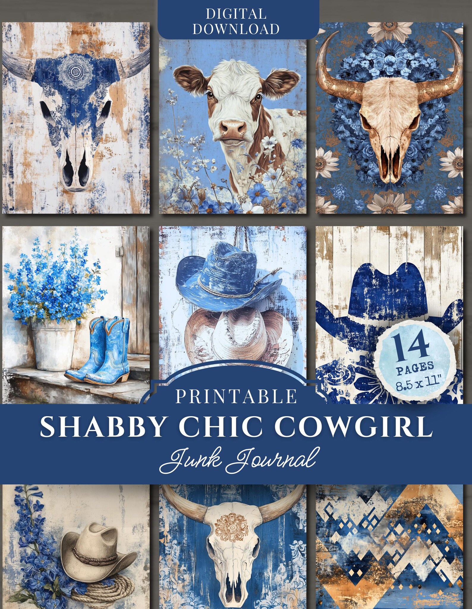 Western Cowgirl Junk/art Journal Pages, Digital Ephemera, Printable ...