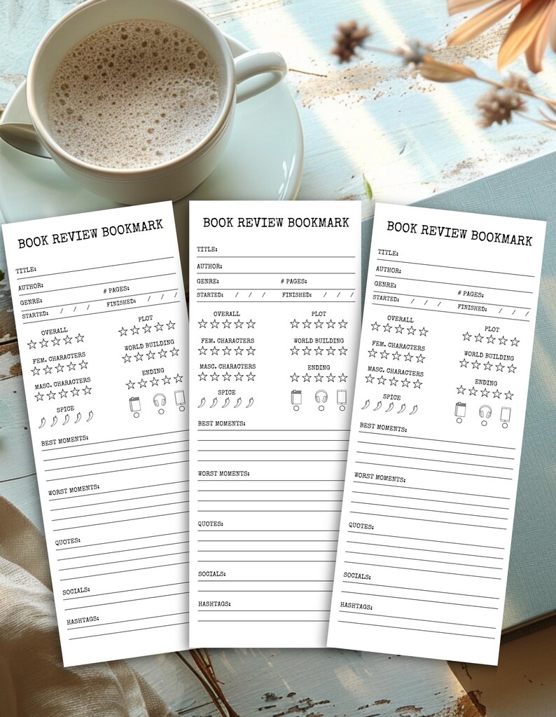 Book Review Bookmark, Canva Template, Printable Book Club Discussion ...