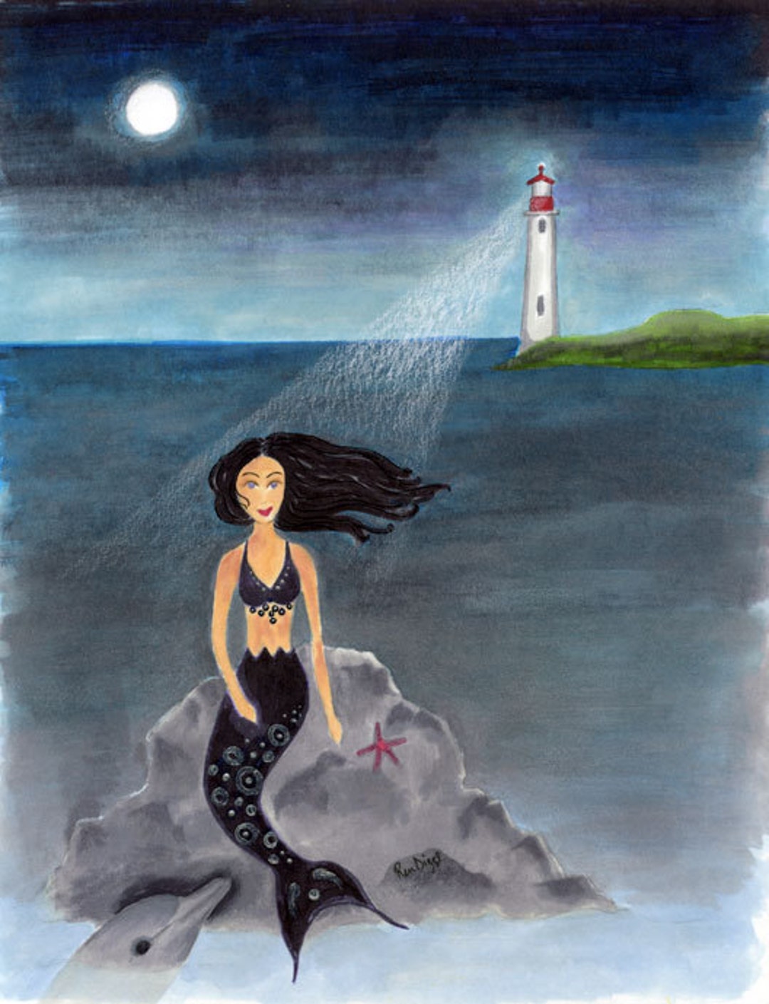 Mermaid Art Wall Hanging, Mermaid Art Print, Girls Room Decor, Mermaid ...