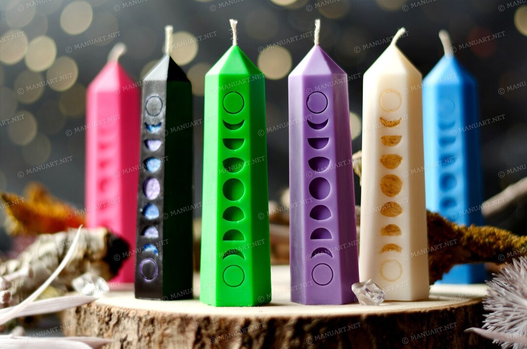 Sparkly Moon Phase Candle, 3 Sizes, Pillar Candle, Moon Phase Tower ...