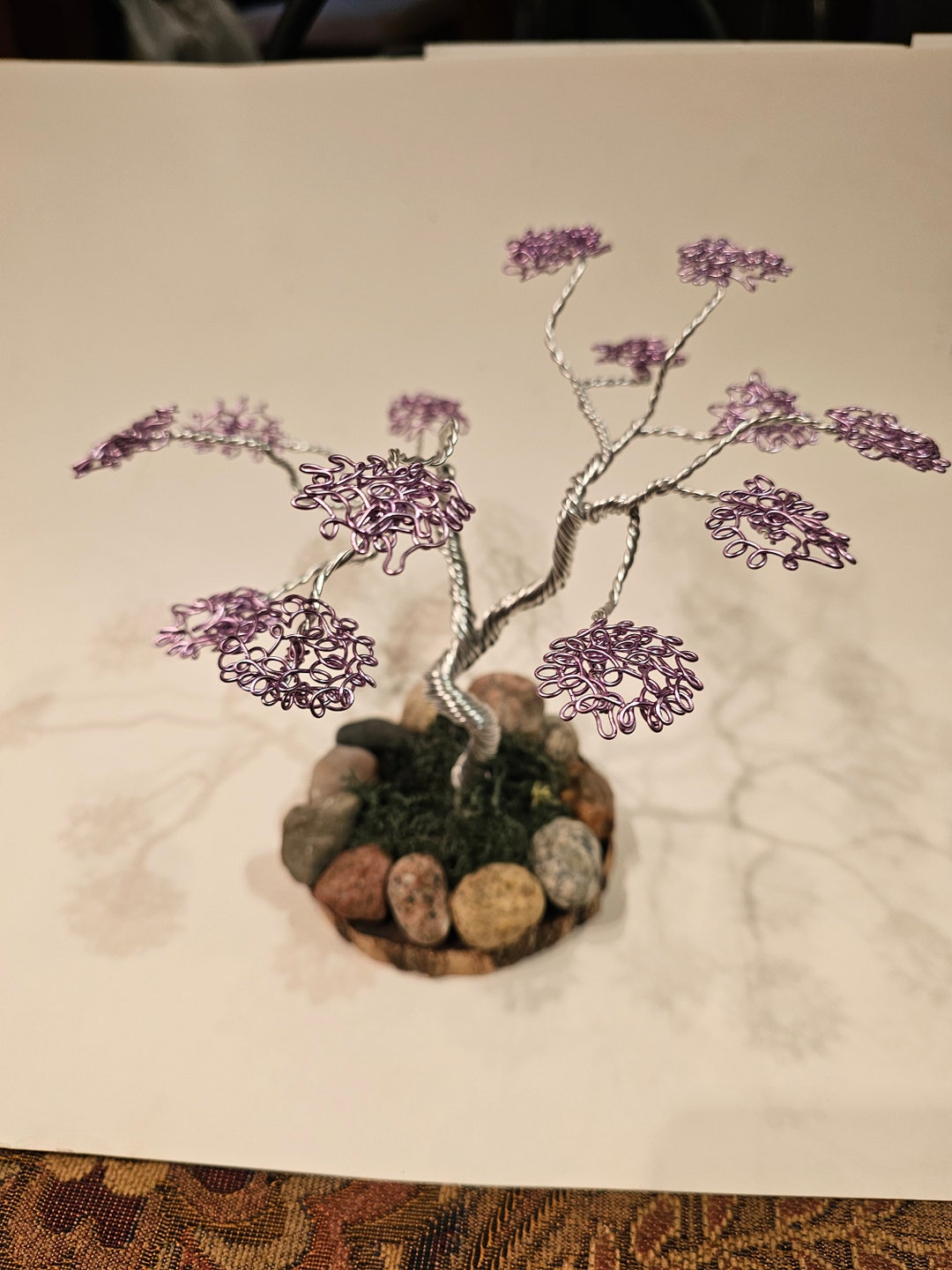 Tree of Life, Handcrafted Aluminum Wire Tree With Purple Blossoms ...