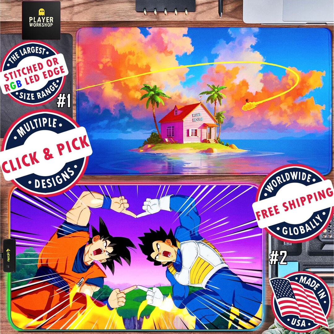 Dragon Z Mouse Pad Bal Kame House Goku Vegeta Super Saiyan Gaming Large ...