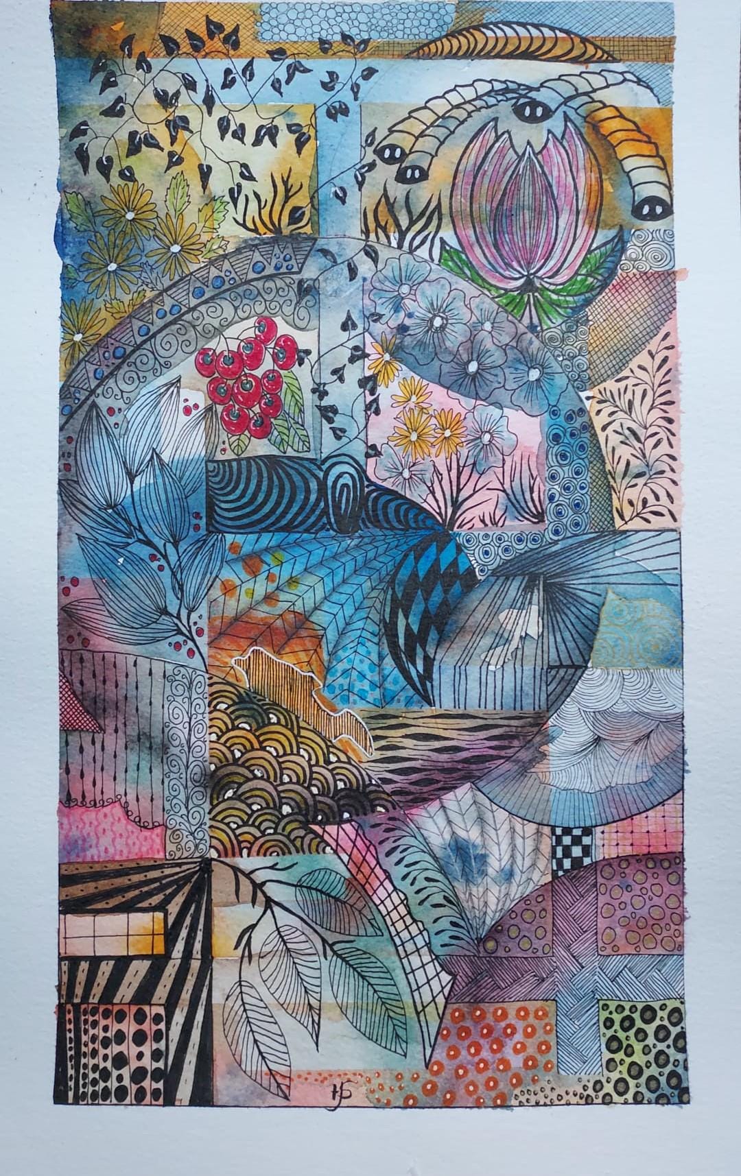 Abstract Watercolour and Zentangle Art - Etsy