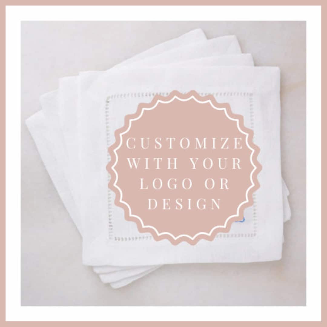 Custom Embroidered Cocktail Napkins Set With Logo, Artwork or Design ...