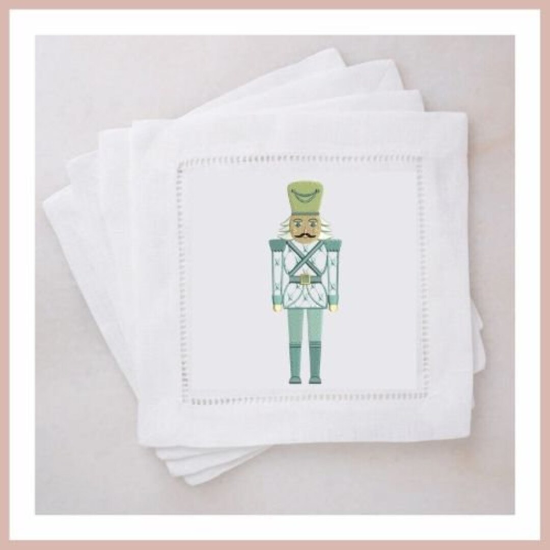 Nutcracker Embroidered Linen Cocktail Napkins | Gift | Halloween ...