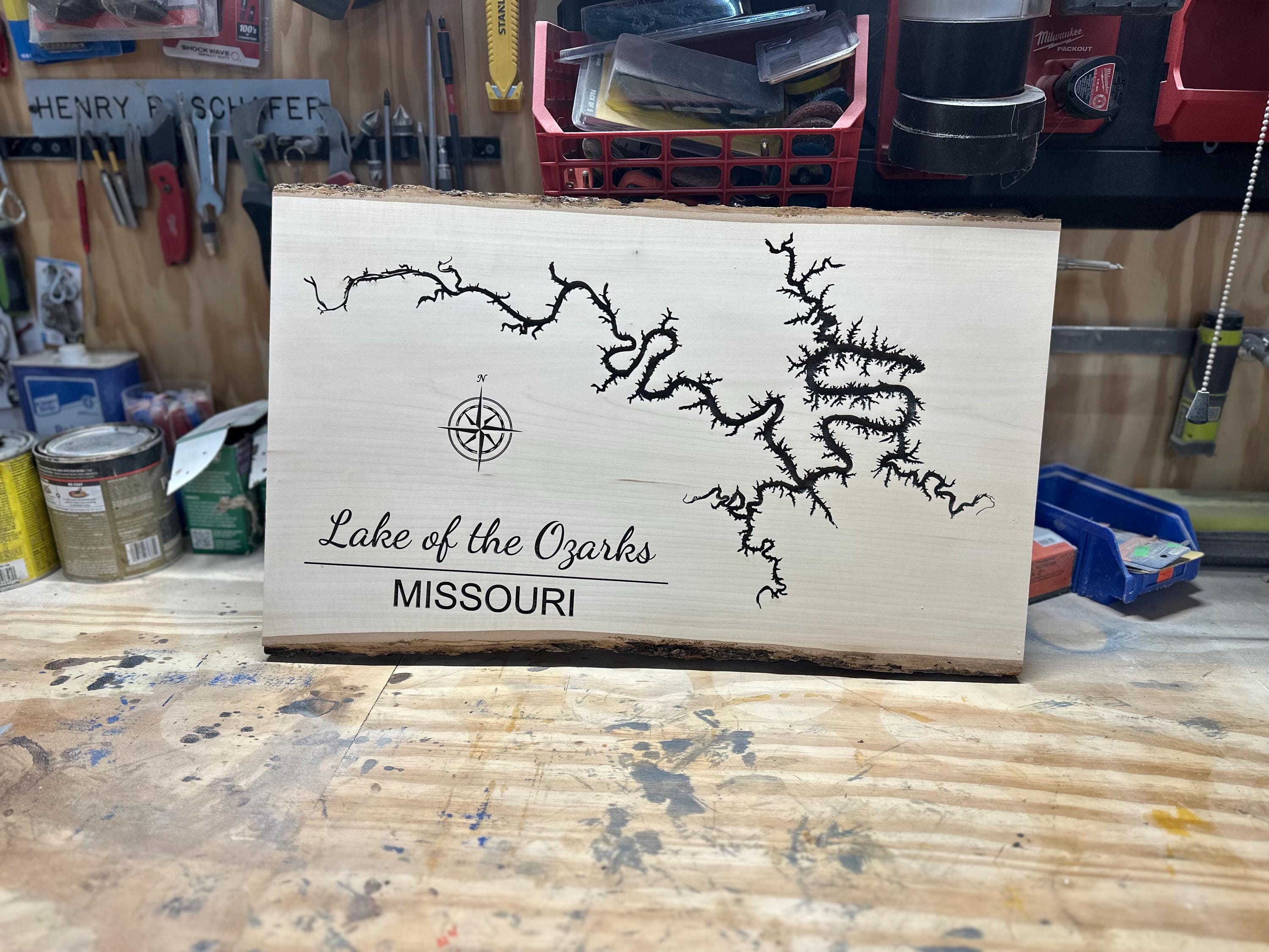 Lake of the Ozarks Live Edge Engraved Sign (~ 24" Wide X 12" High) - Etsy