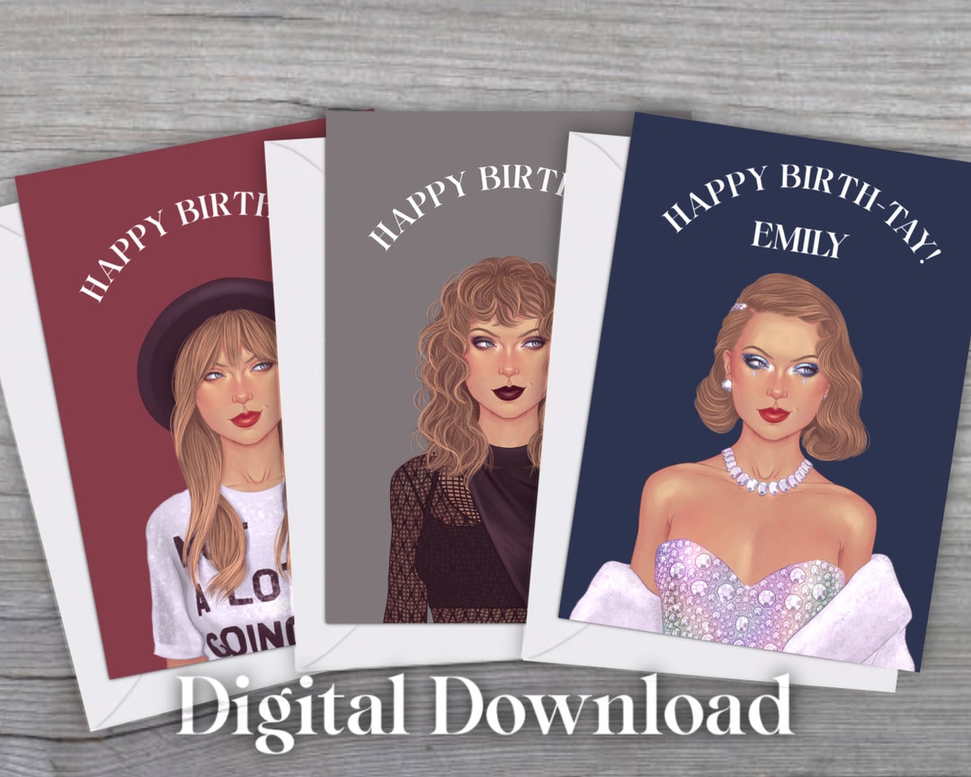 Taylor Swift Personalised Birthday Card Happy Birth-tay Digital Art ...