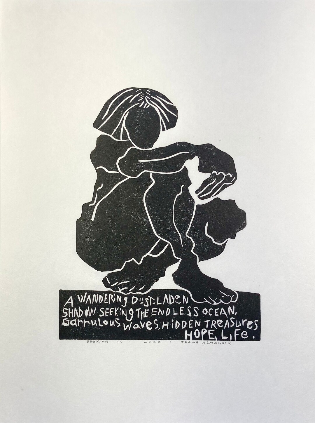 Abstract Figure Linocut Print, Figure and Poem - Etsy