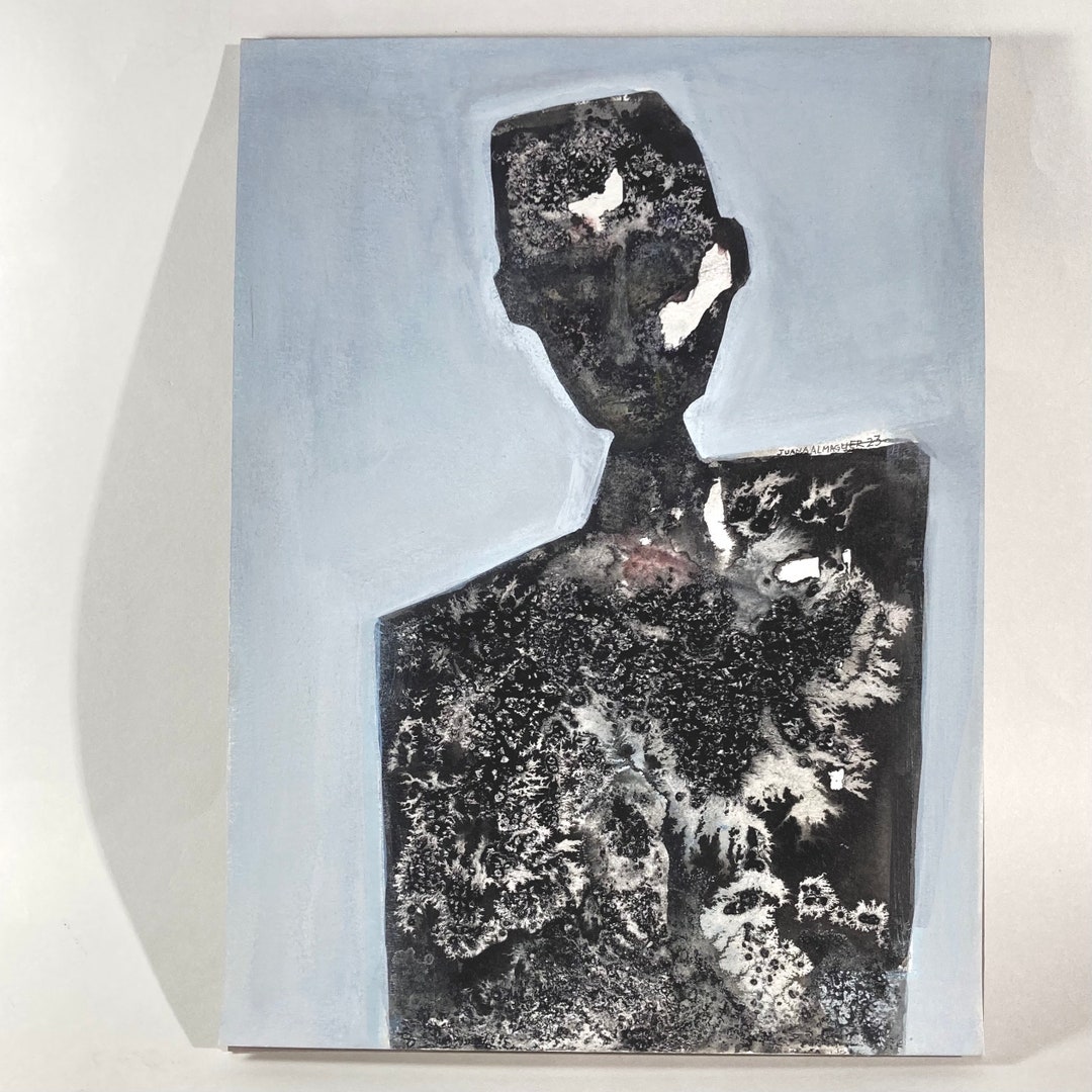 Head and Torso Abstract Portrait, Ink and Watercolor Figure Painting - Etsy