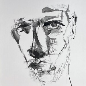 Black and White Expressive Portrait, Ink Sumi Painting - Etsy