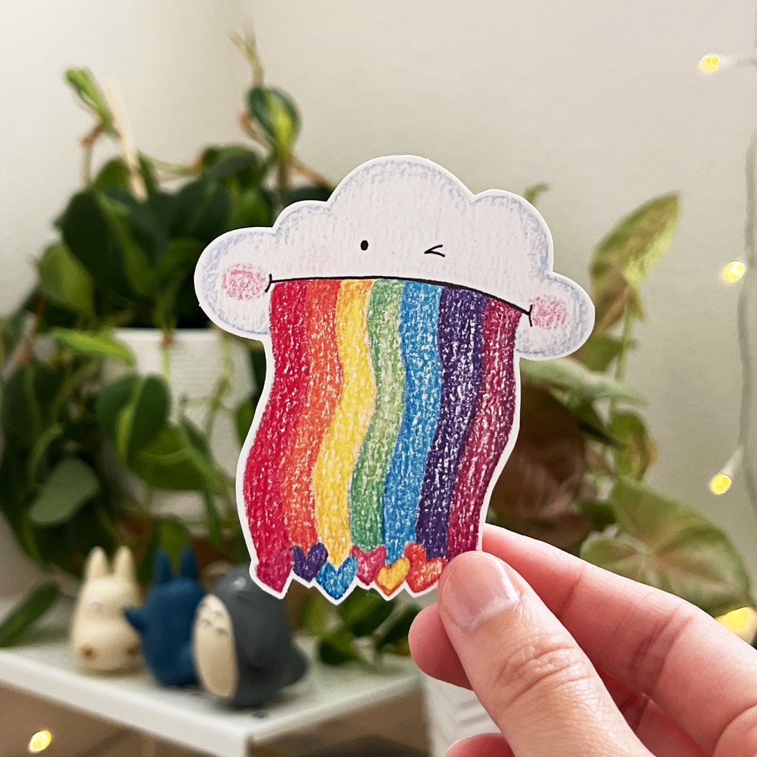 Kawaii Cute Rainbow Vomiting Cloud Vinyl Die Cut Sticker - Etsy
