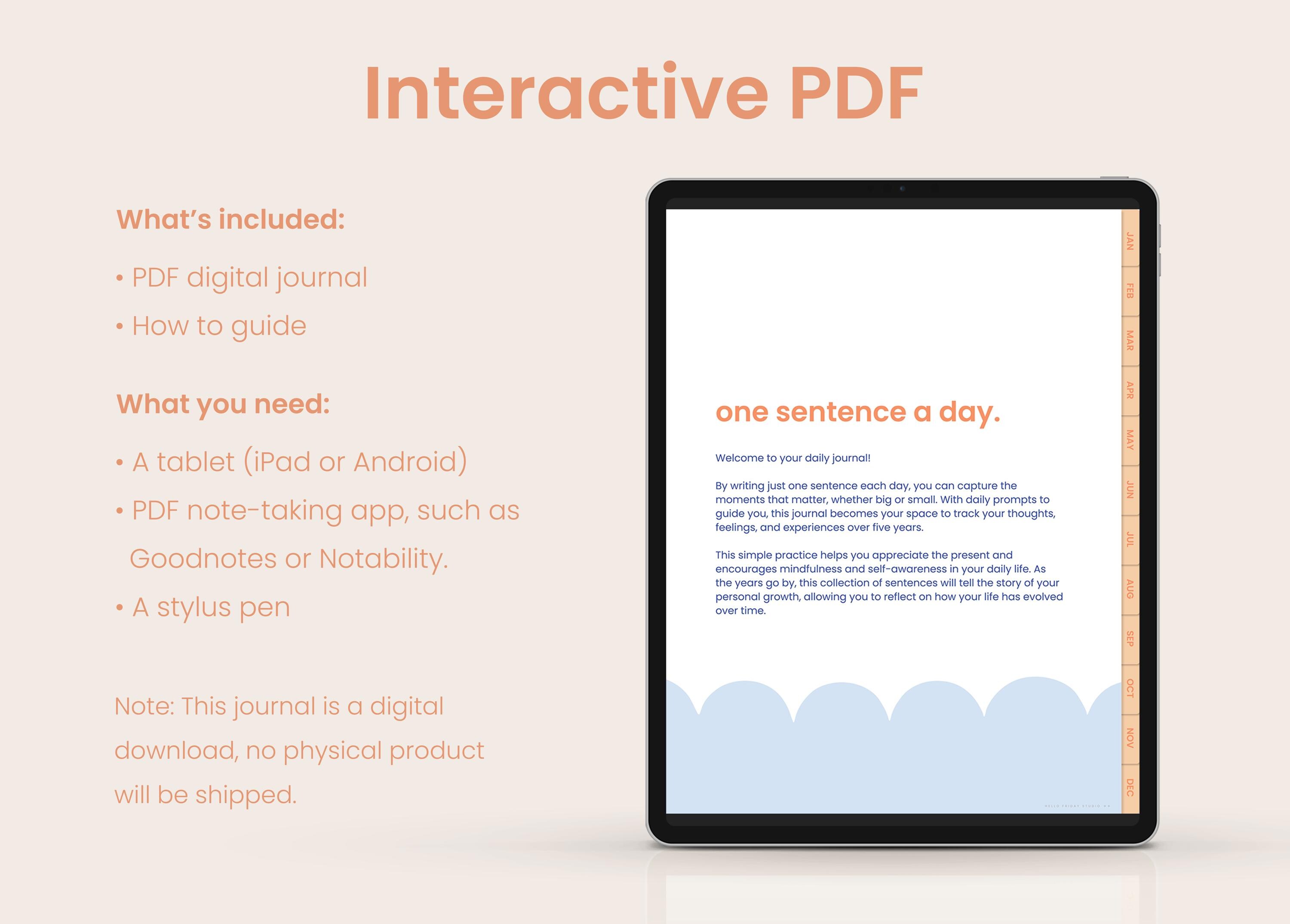 Daily Prompt Journal | Digital Download | 5-year Memory Journal ...