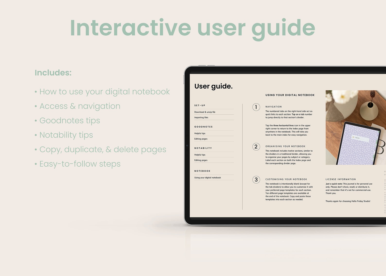 12-tab Digital Notebook for Goodnotes and Notability | Digital Notes ...