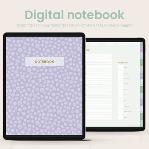 12-tab Digital Notebook for Goodnotes and Notability | Digital Notes ...