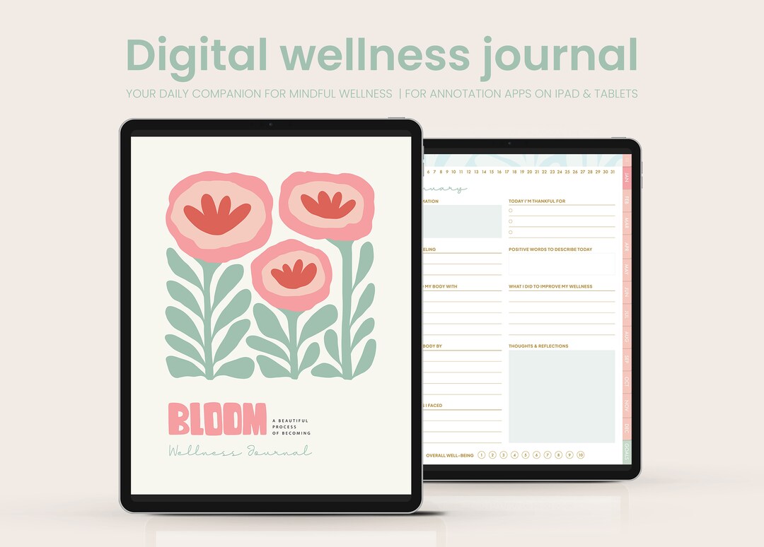 Digital Wellness Journal | Guided Wellness Planner | Goal Setting ...