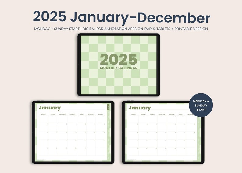 2025 Digital Monthly Calendar | Interactive PDF | Goodnotes Planner ...