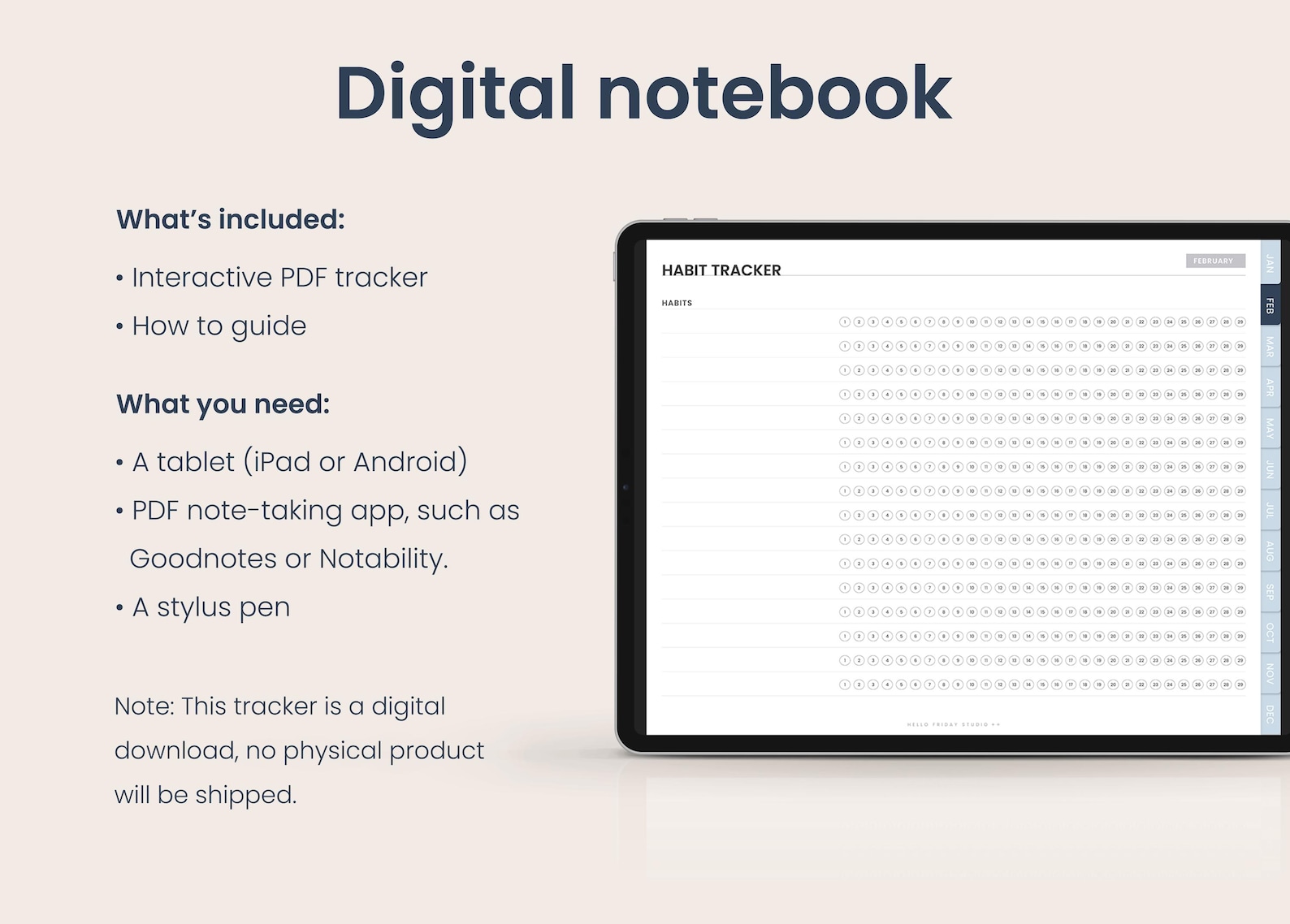 Digital Habit Tracker: 12 Month Interactive PDF for Goodnotes ...