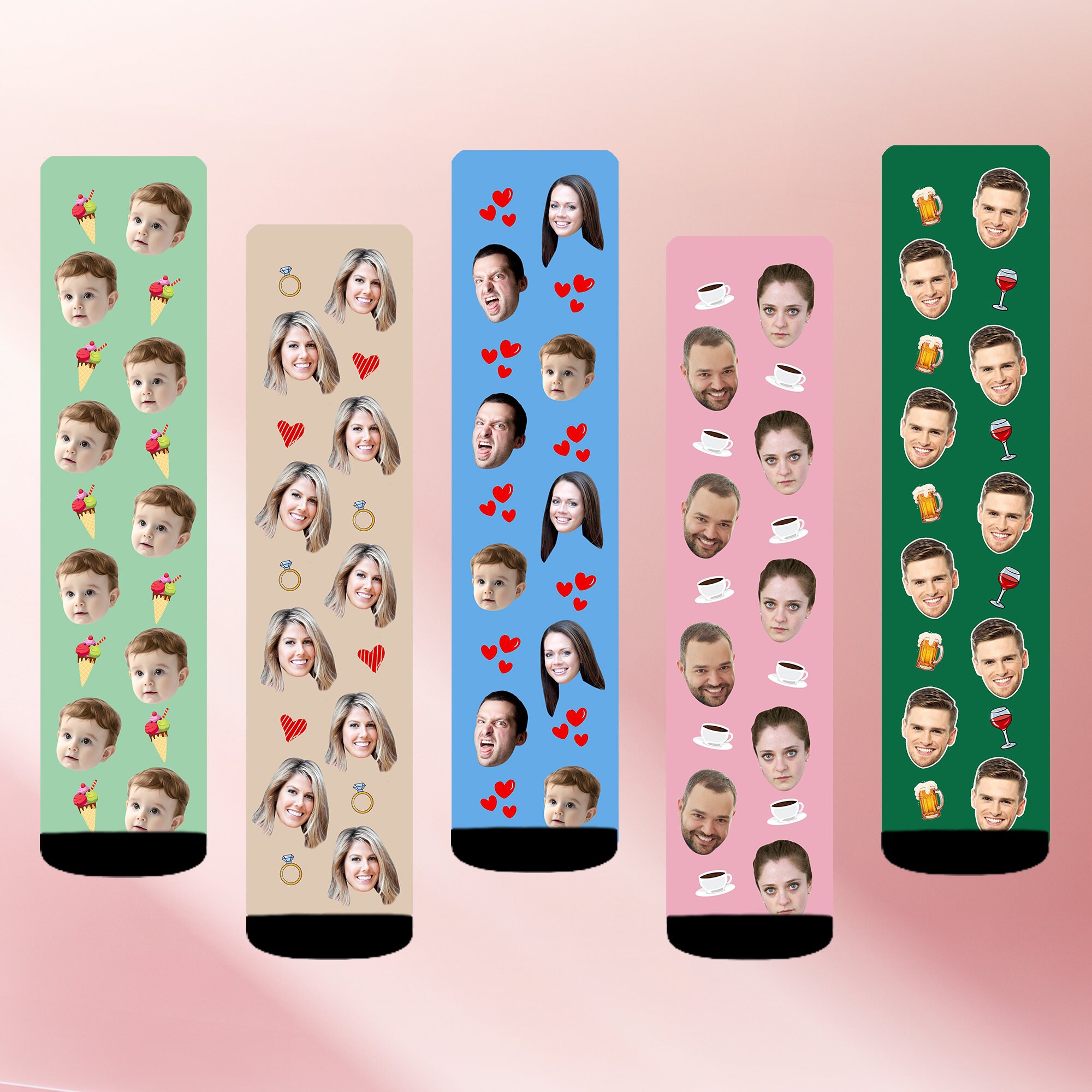 Custom Face Socks, Personalized Photo Socks, Any Faces on Socks, Text ...