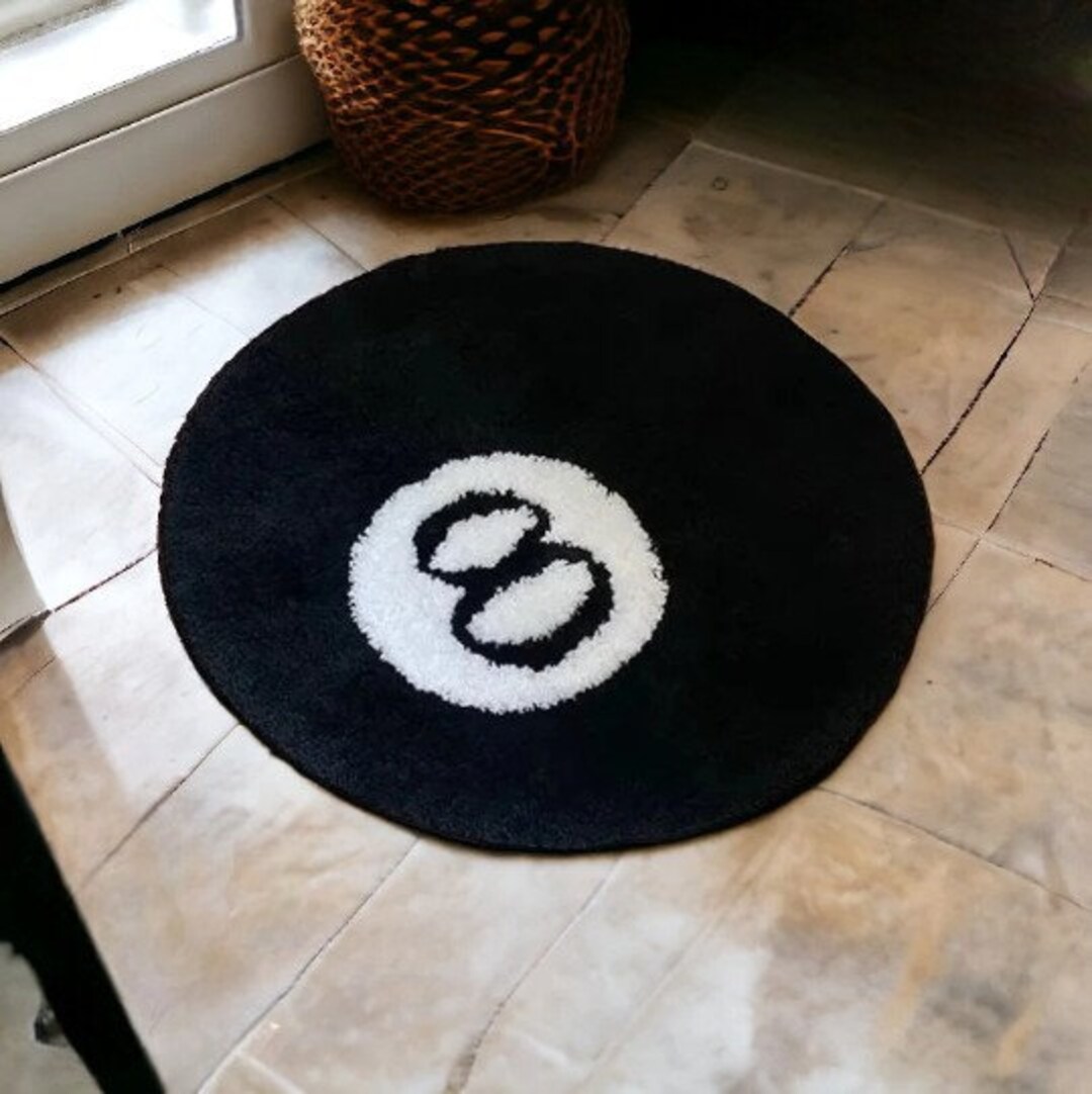 8 Ball Home Rug Rug, 8 Ball Accent Round Soft Rug, 8 Ball Rug, Indoor ...