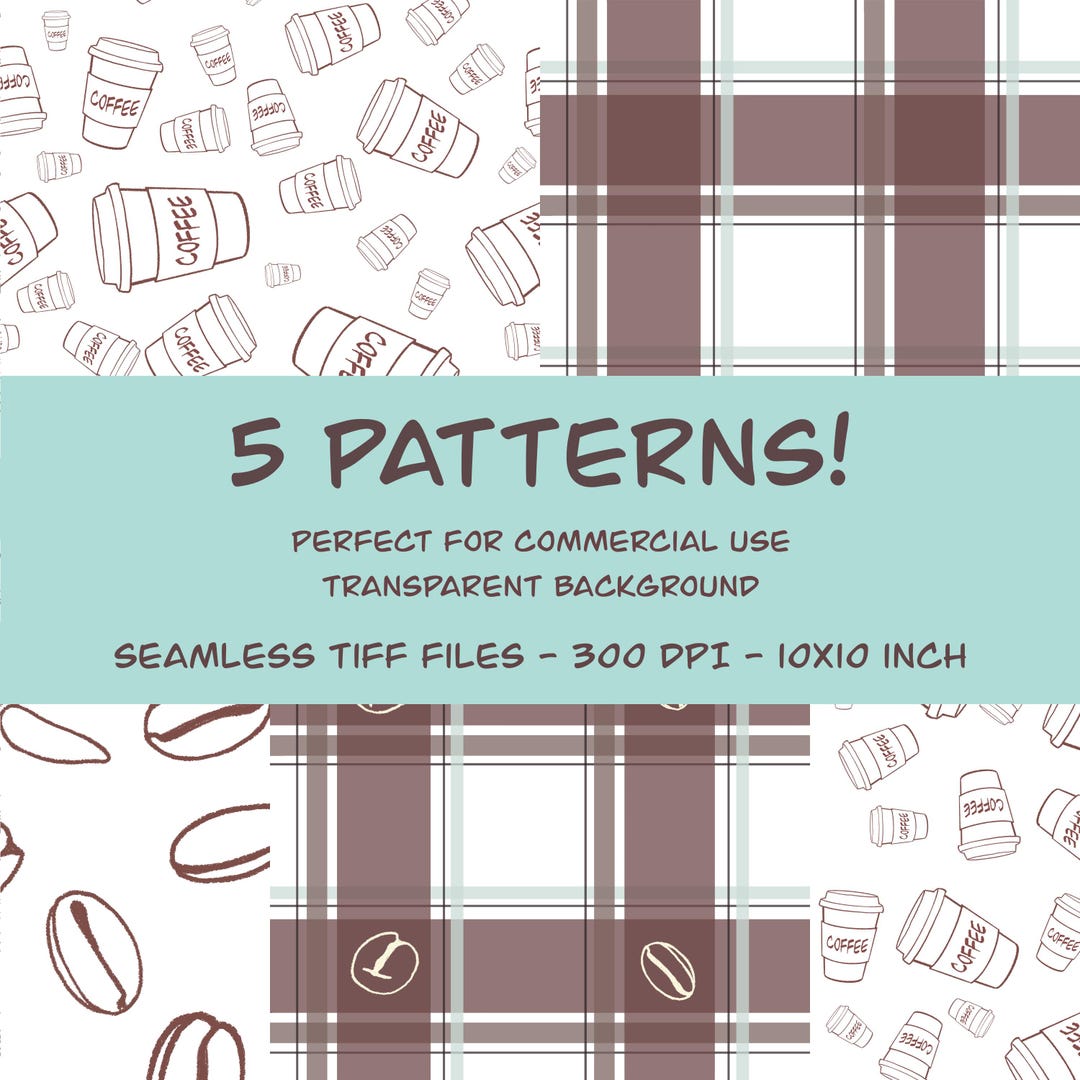 Coffee Pattern Bundle | Seamless Digital Paper (TIFF Download) - Etsy