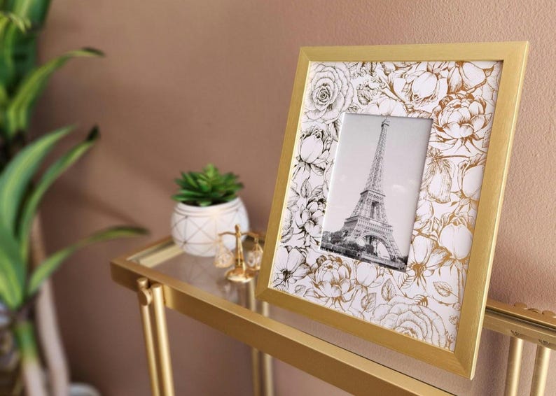 Gold Floral 8x10 Photo Mat, Luxury Gold Frame, Home Gift, Vintage ...
