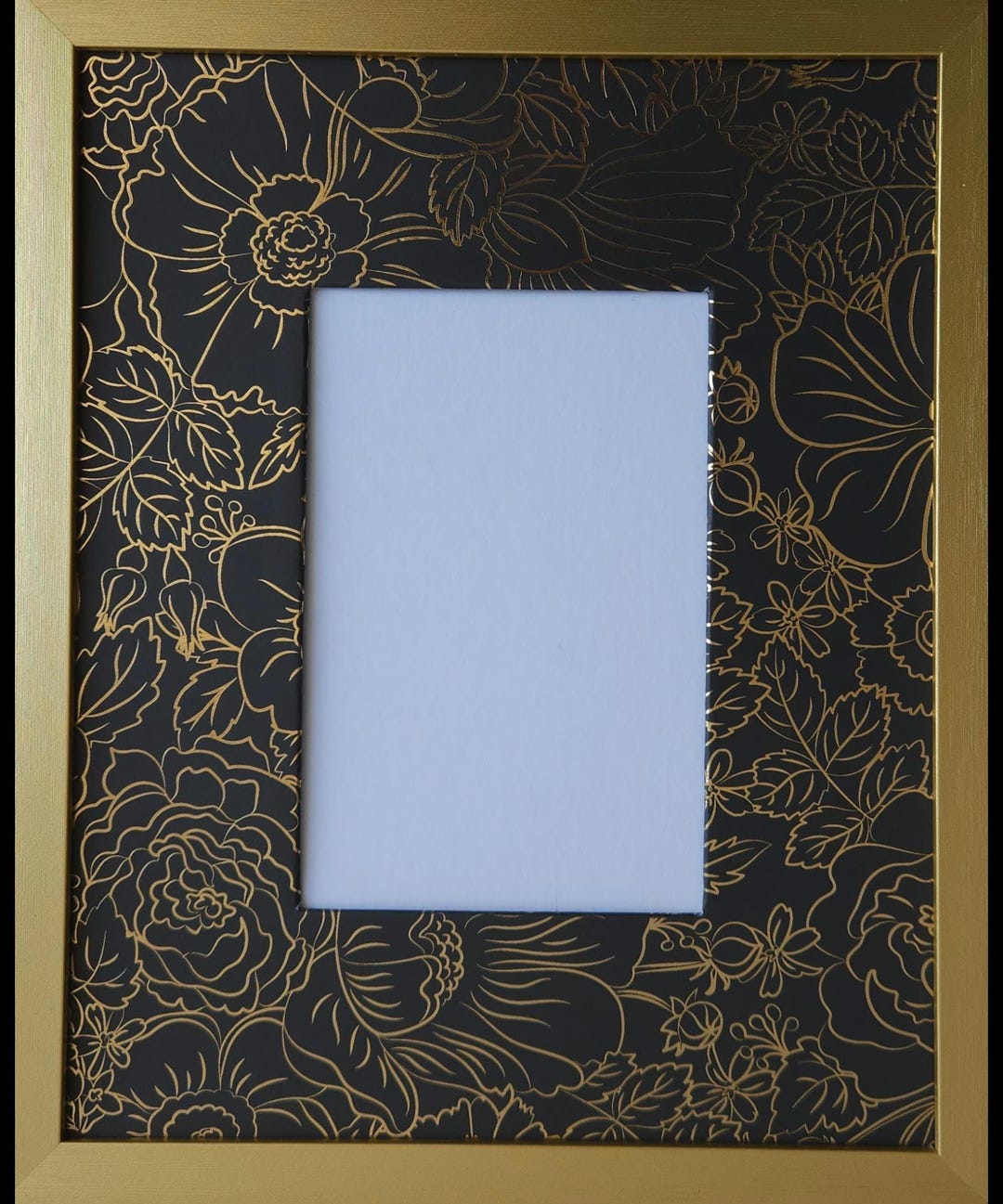 Handcrafted Black & Gold Floral 8x10 Photo Mat, Luxury Picture Frame ...