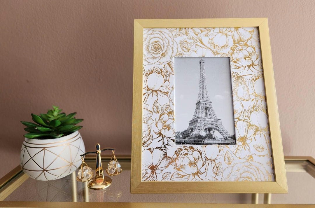 Gold Floral 8x10 Photo Mat, Luxury Gold Frame, Home Gift, Vintage ...