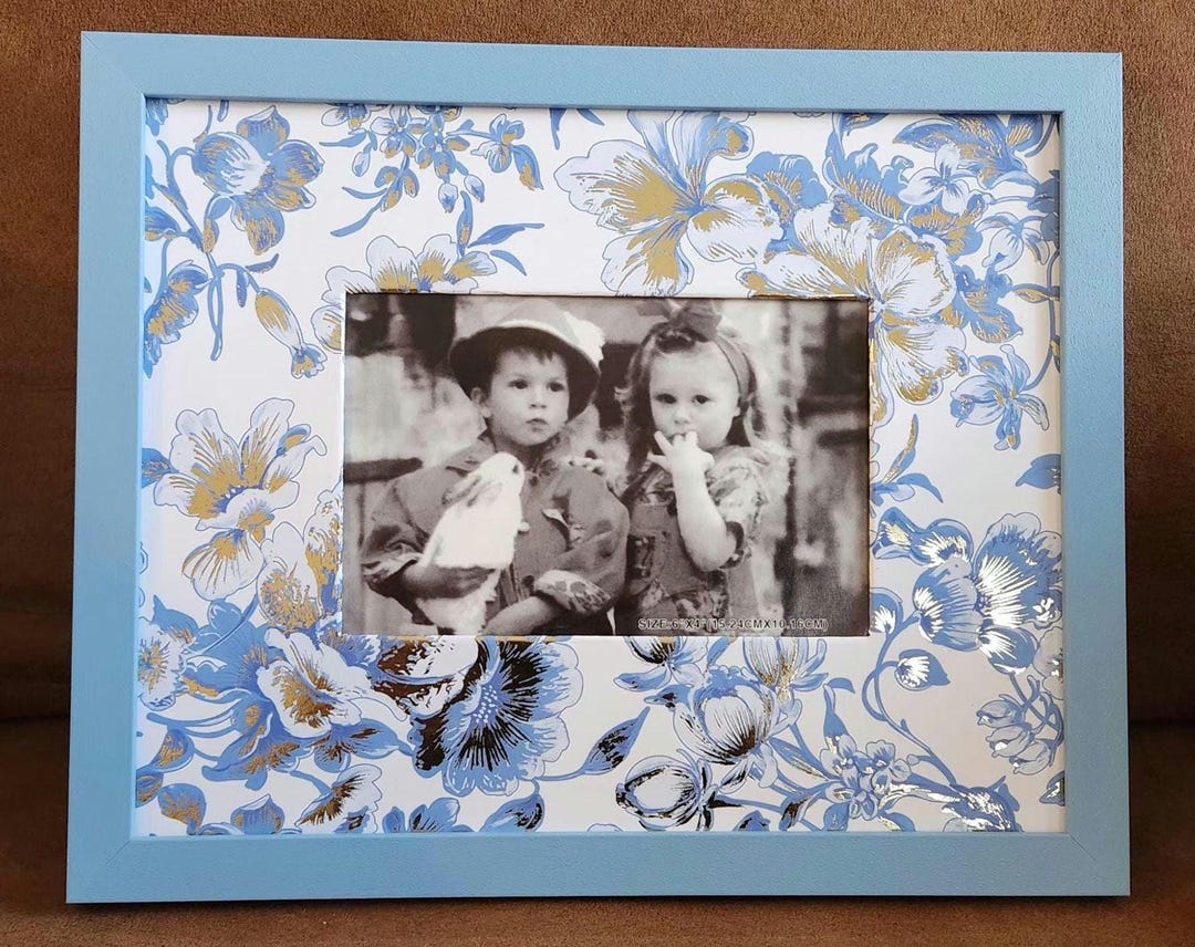 Blue Chinoiserie Floral Mat | 8x10 Picture Frame Insert | Elegant Photo ...