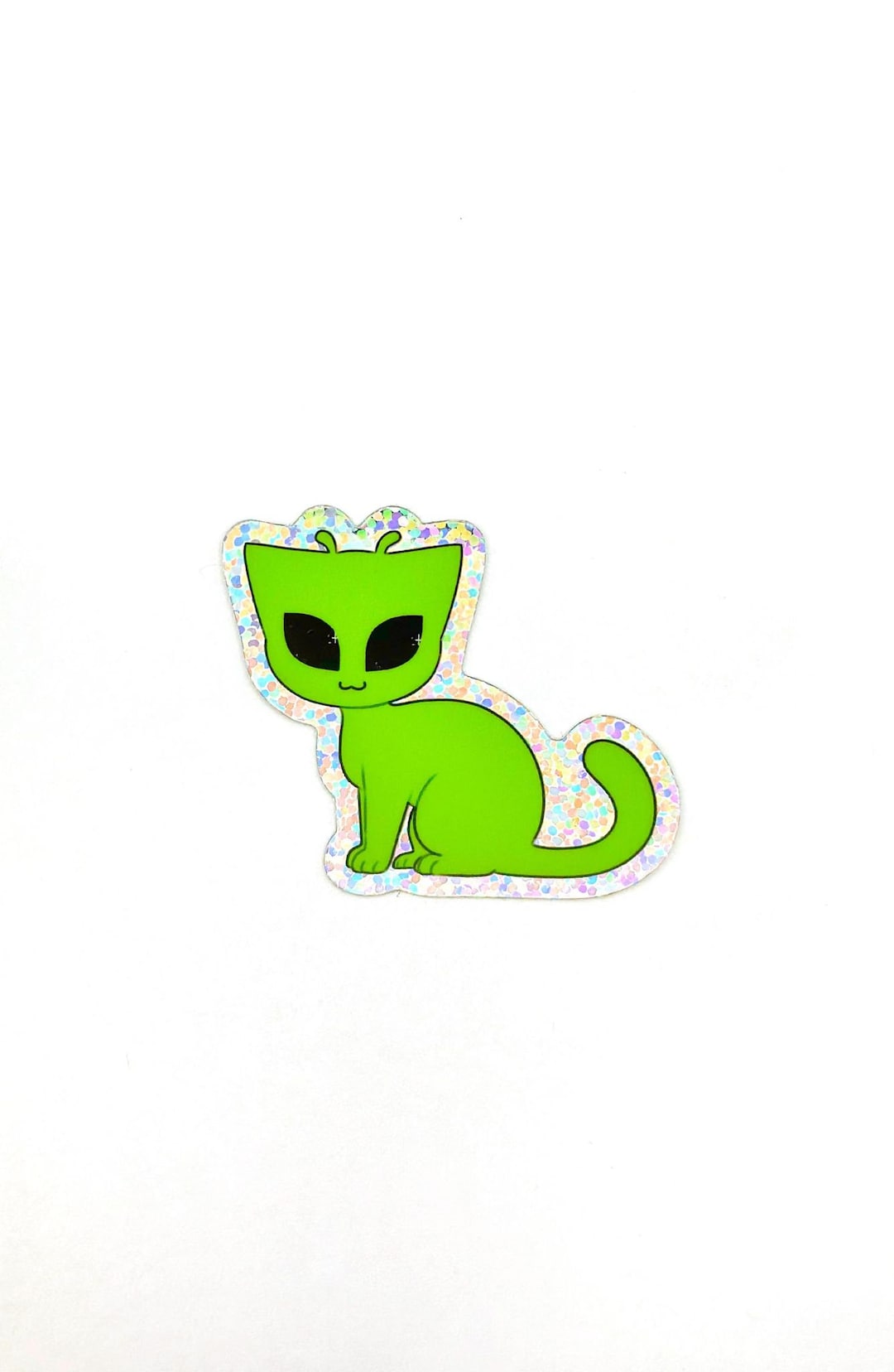 Alien Gato 2x2 Glitter Sticker - Etsy