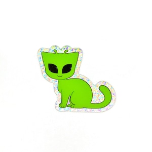 Alien Gato 2x2 Glitter Sticker - Etsy