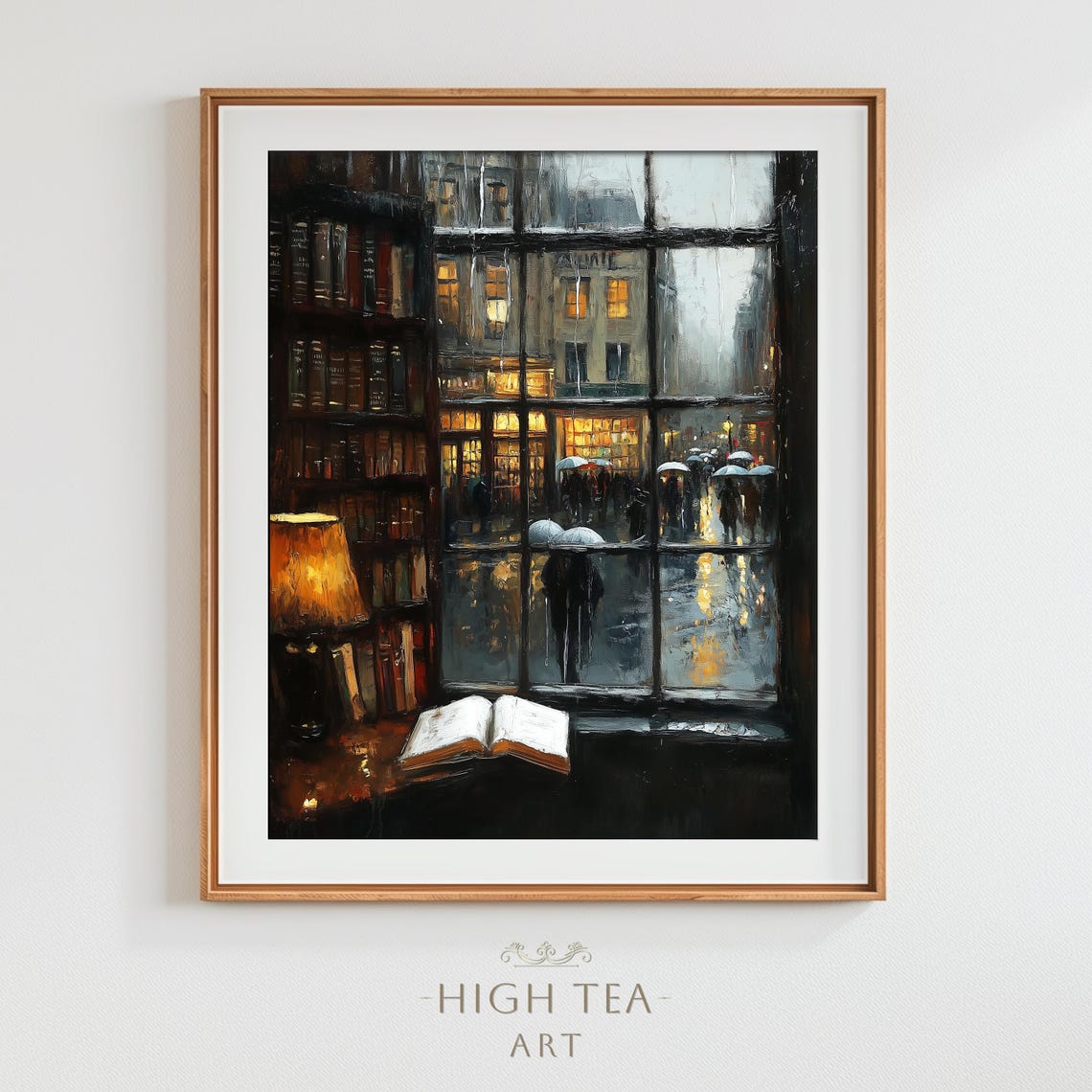 Vintage 19th Century Bookstore Window Rainy Overcast City Digital ...