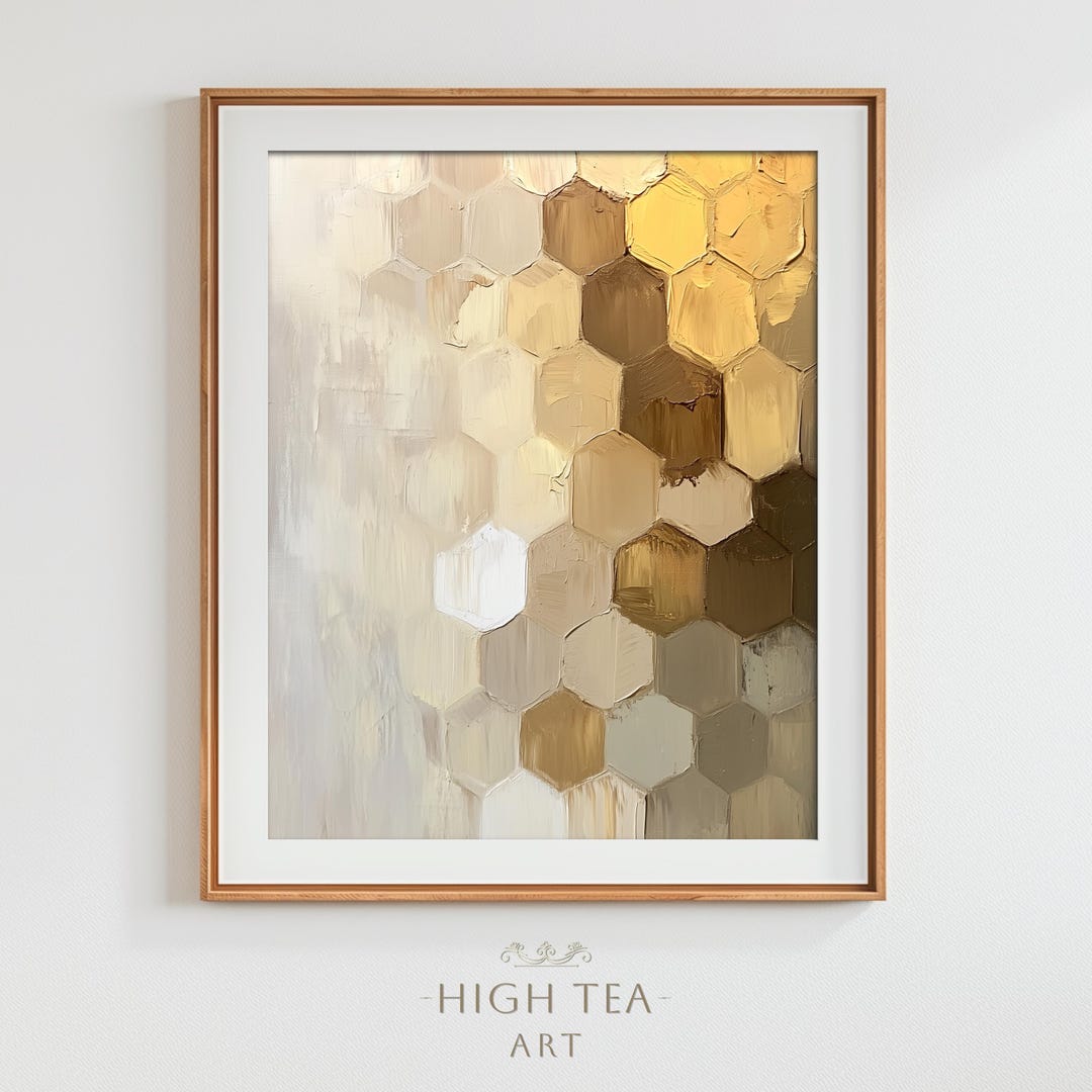 Abstract Honeycomb Pattern Oil Painting Digital Download Art Print ...