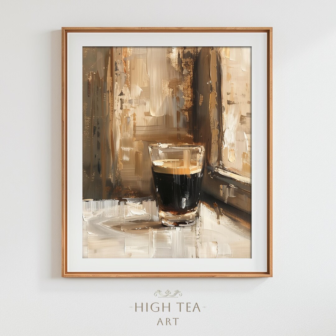 Moody Espresso Glass Oil Painting Digital Download Art Print Neutral ...