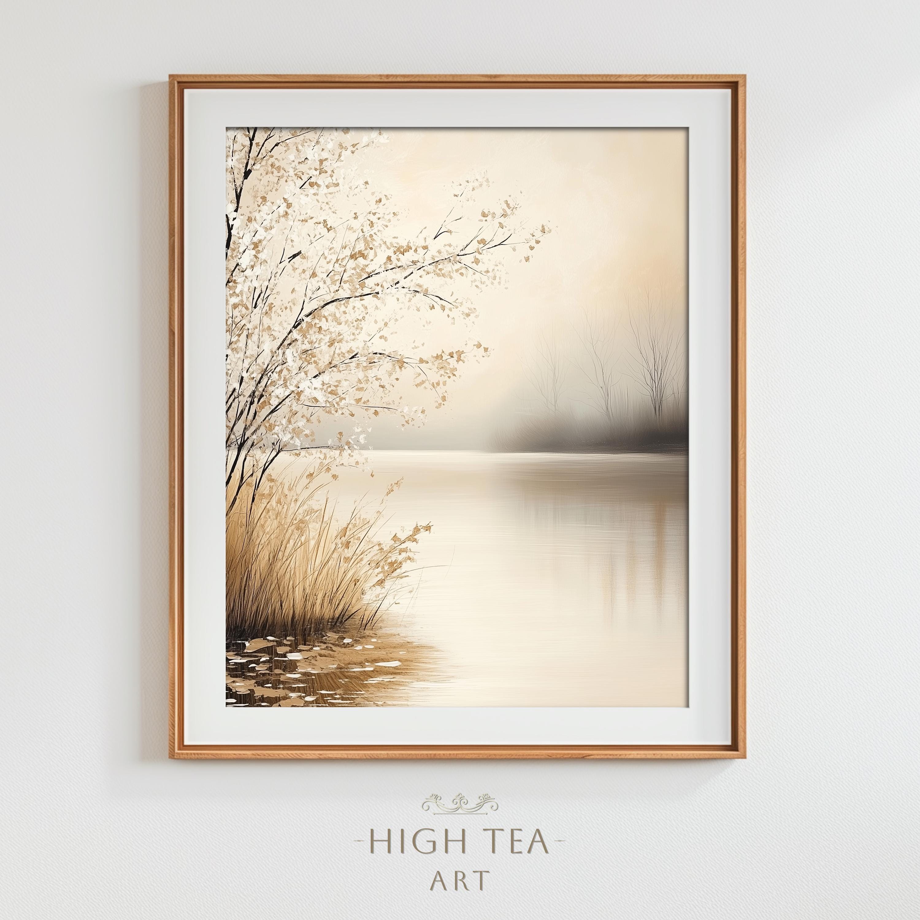 Vintage Lake Oil Painting Digital Download Art Print Printable Serene ...