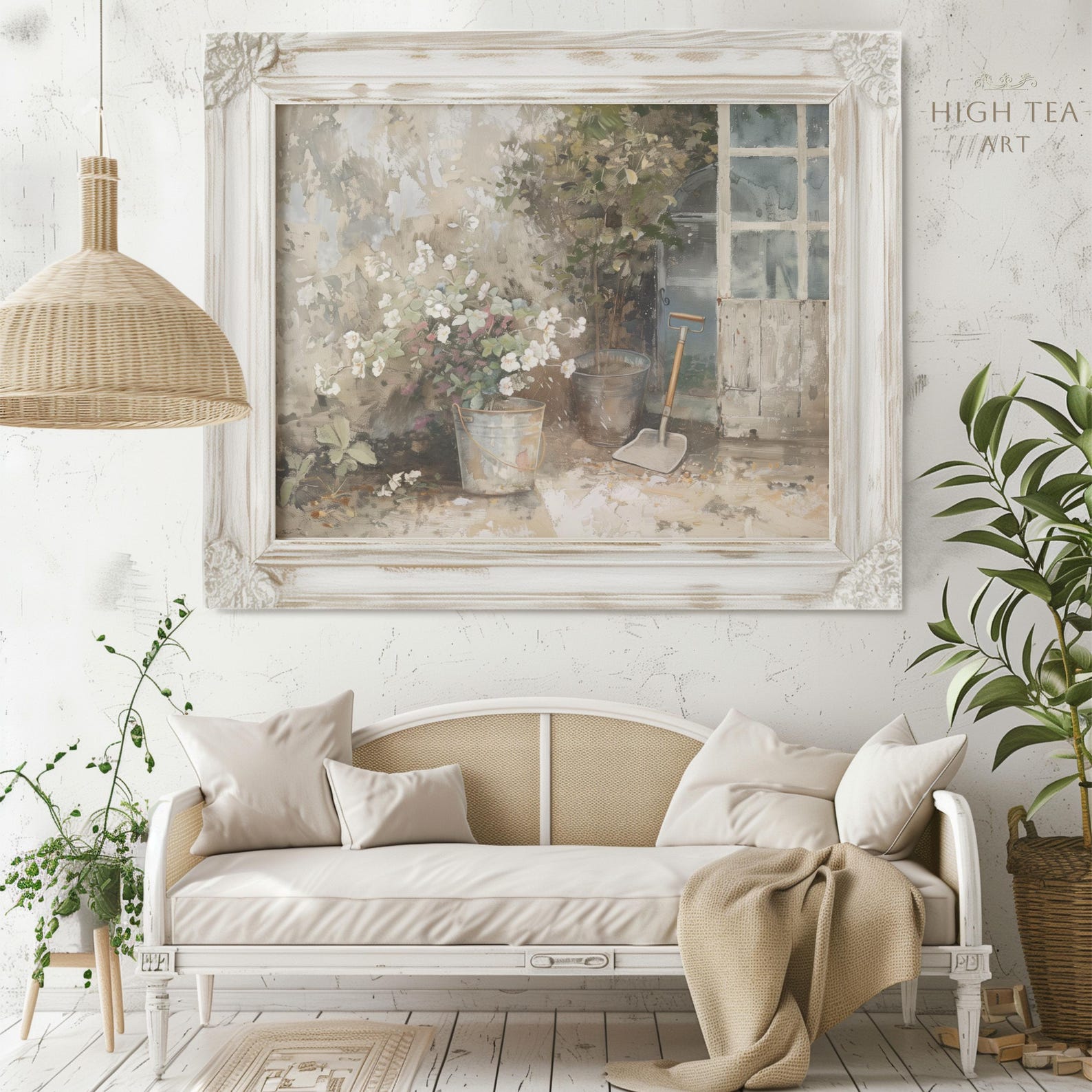 Printable Flowers Greenhouse Countryside Oil Painting Digital Art ...