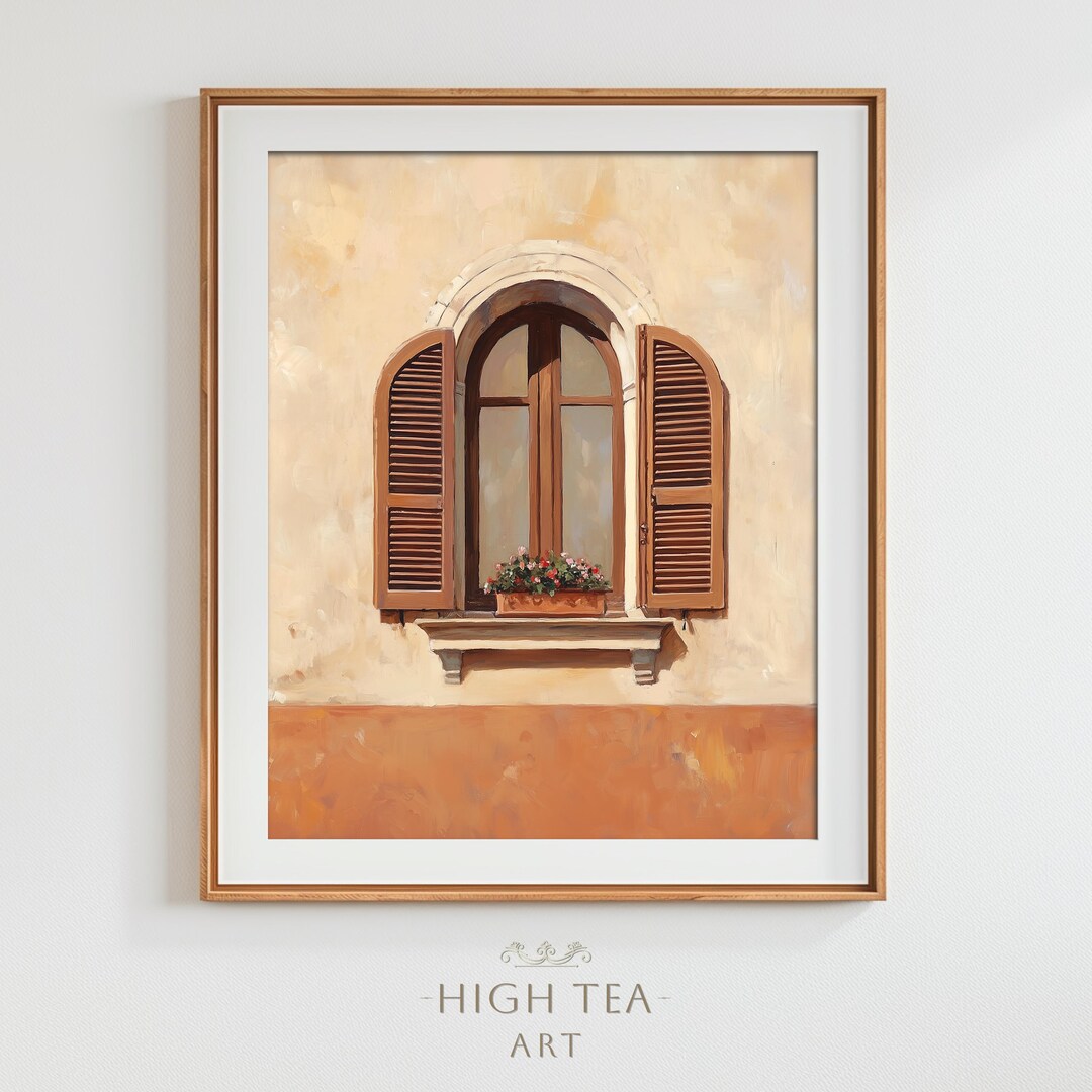 Italian Facade Arched Window Oil Painting Digital Download Art Print ...