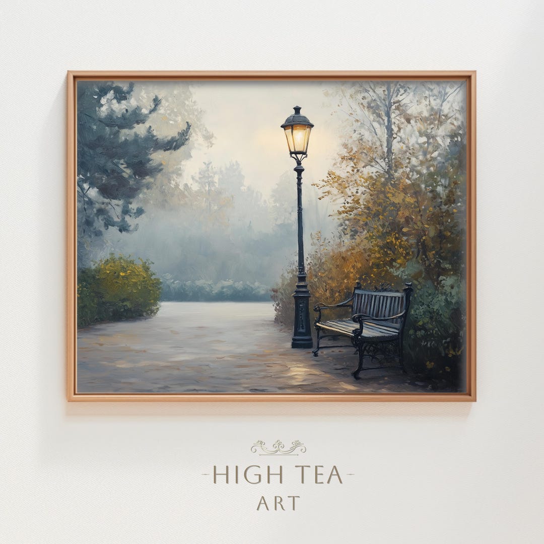 Printable Lamp Post Oil Painting Digital Art Print Rustic Charm Vintage ...