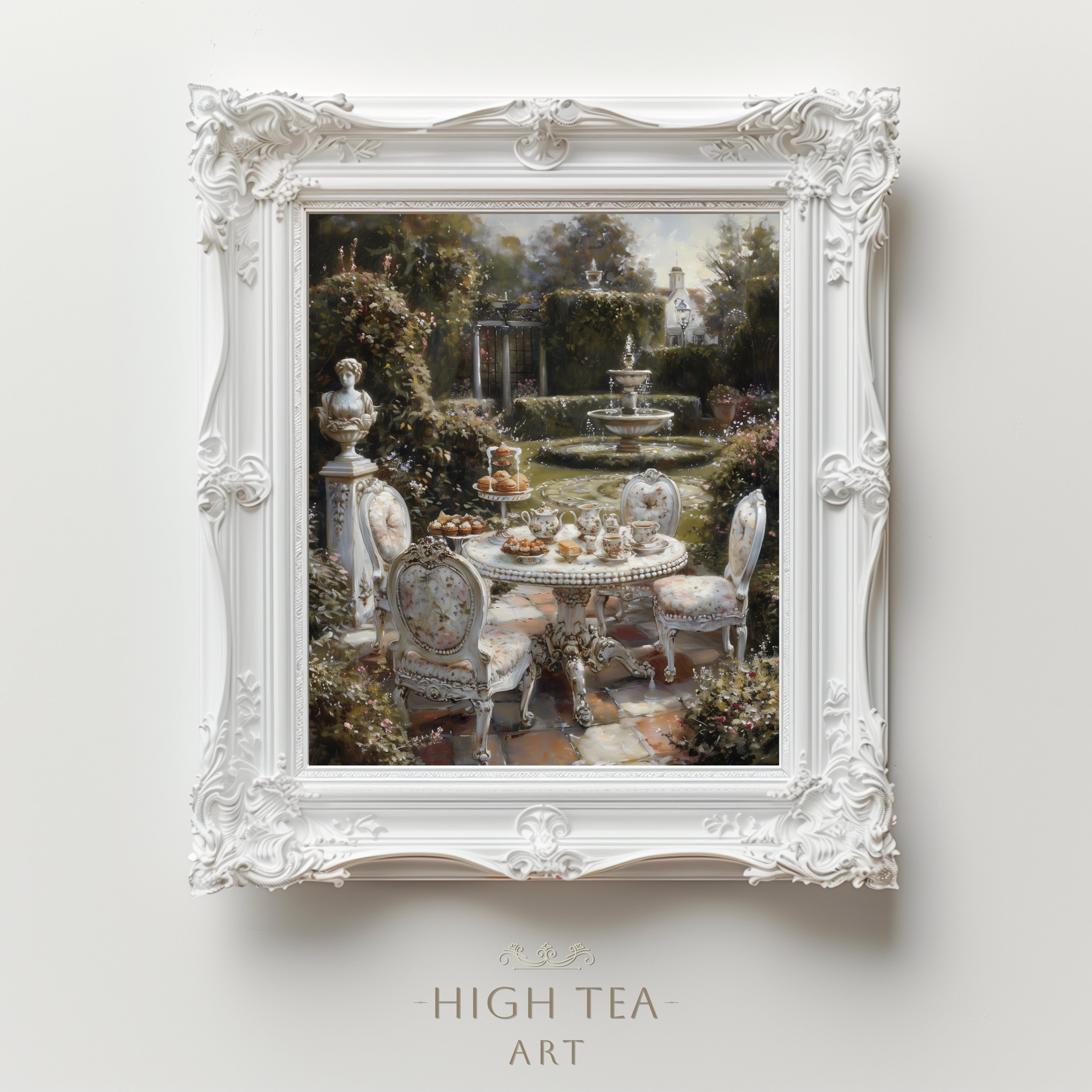 Printable High Tea Party Classic French Oil Painting Digital Art Print ...