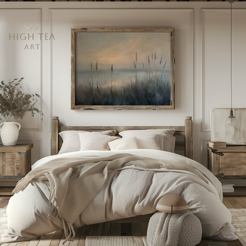 Printable Lakeside Countryside Landscape Oil Painting Digital Art Print ...