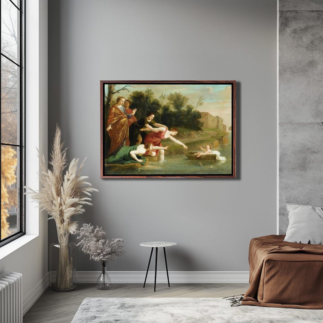 The Finding of Moses, Framed Canvas Wall Art, Modern Canvas Wall Decor ...