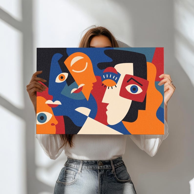 Picasso Style Abstract Human Faces Canvas Wall Art, Canvas Room Decor ...