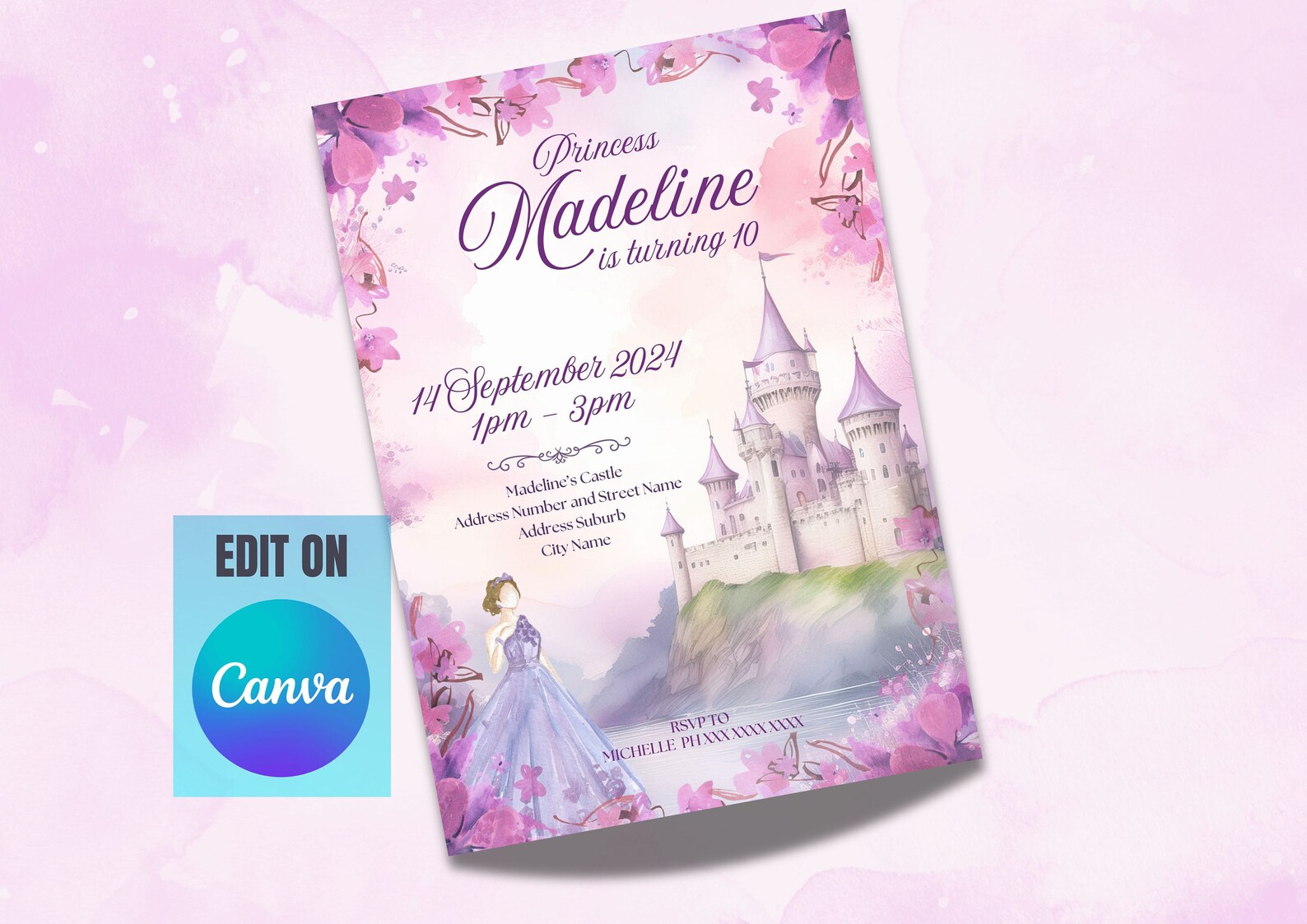 Fairytale Princess Birthday Invitation, Princess, Pink Princess Party ...