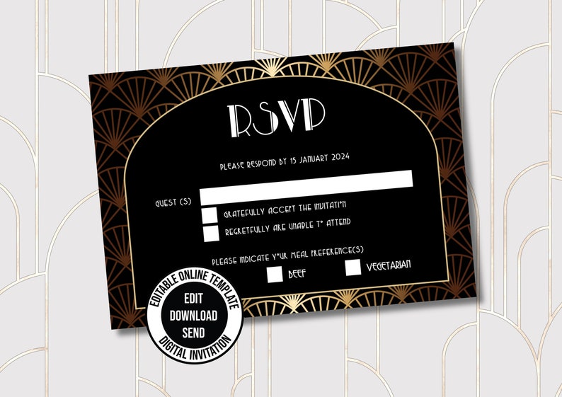 Art Deco, 1920's Wedding Invitation Template Bundle, Wedding Template ...