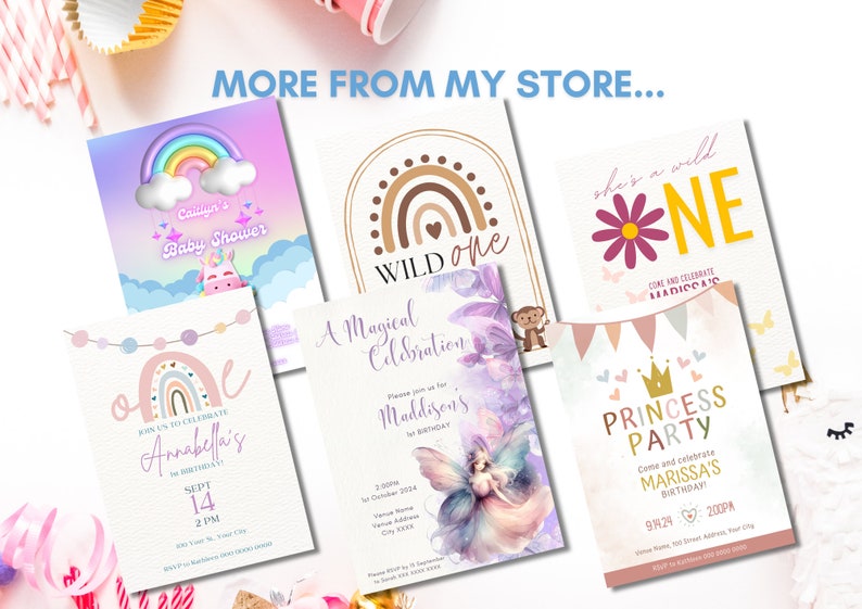 Editable 5 Year Old Girl Birthday Party Invitation, 5th Birthday ...