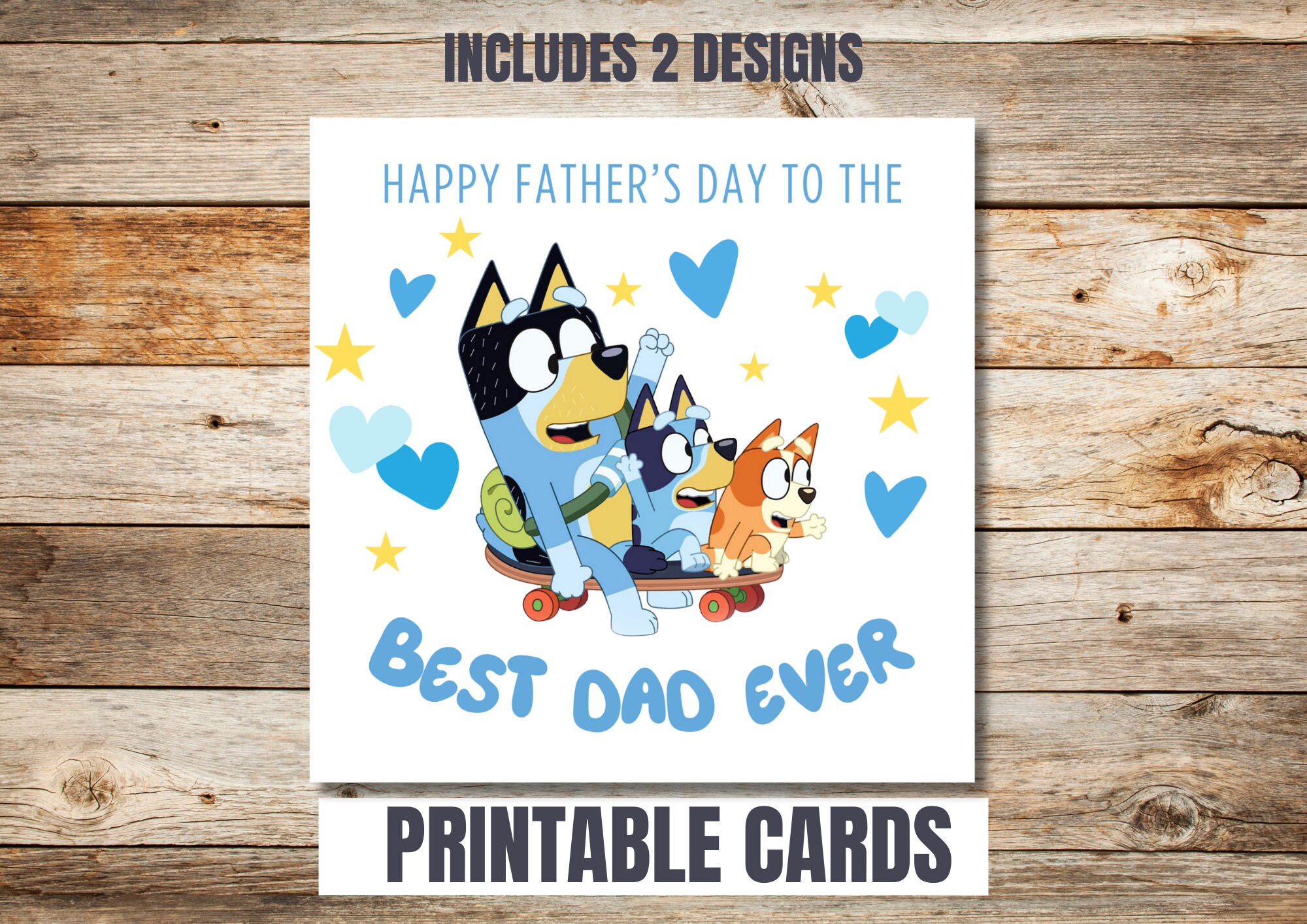 Bluey Father's Day Cards, Printable Cards, Father's Day, DOWNLOAD Bluey ...