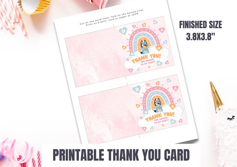 Girl Birthday Party Thank You, Printable Birthday, Blue Dog Thank You ...