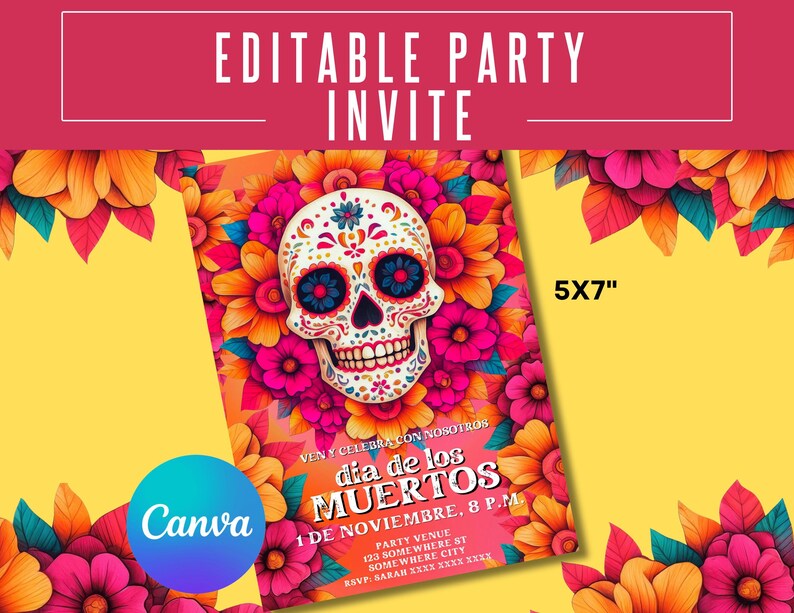 Dia De Los Muertos Invitation, Printable Invitation, Digital Invite ...