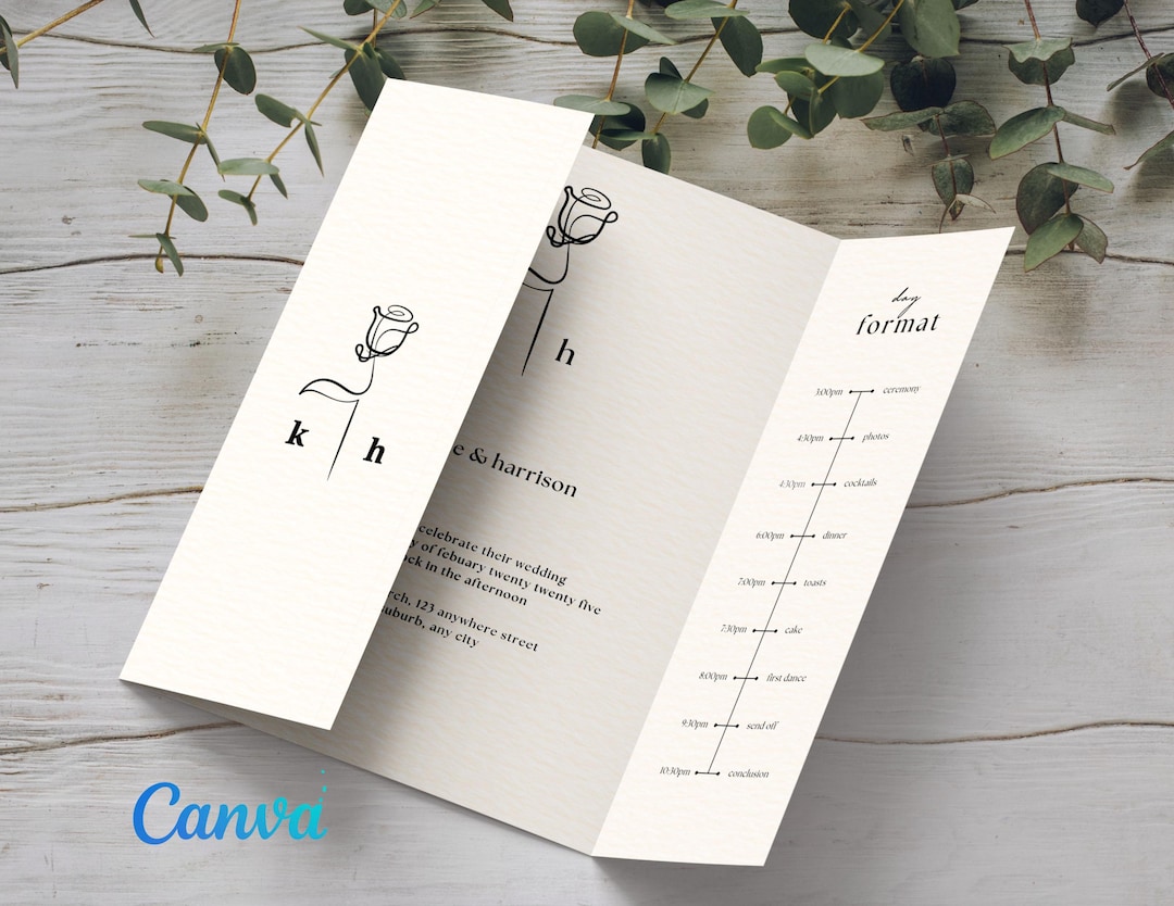 Minimalist Wedding Invitation Template Download, Editable, Printable ...