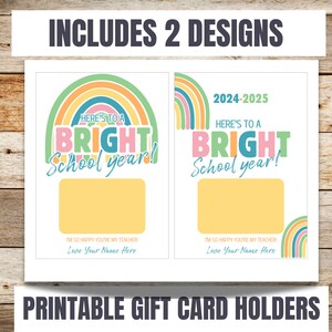 Editable Printable Back to School Gift Card Holder for Teachers and ...